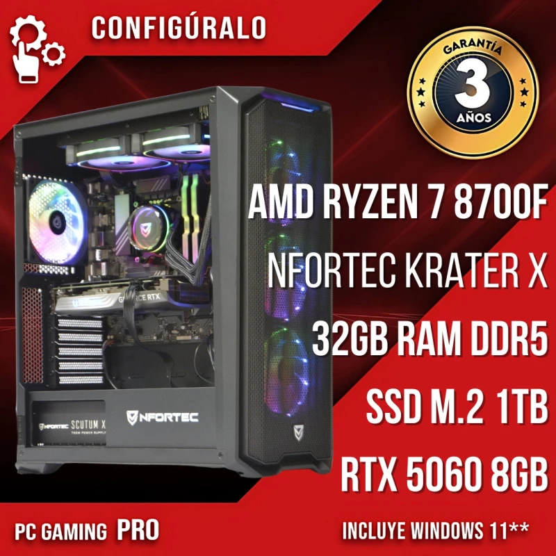 PC Gaming AMD Ryzen 7 8700F - RTX 5060 8gb - Ibaar - TrendingPC